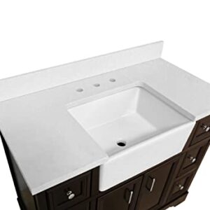 Kitchen Bath Collection Zelda 42-inch Farmhouse Vanity (Quartz/Chocolate): Includes Chocolate Cabinet with Stunning Quartz Countertop and White Ceramic Farmhouse Apron Sink