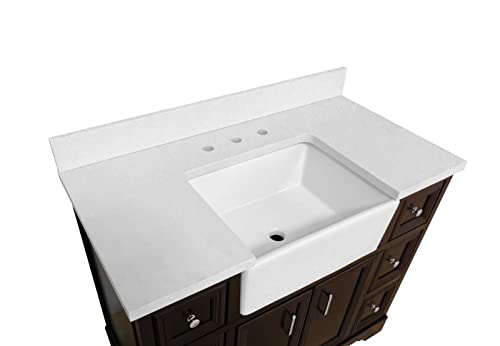 Kitchen Bath Collection Zelda 42-inch Farmhouse Vanity (Quartz/Chocolate): Includes Chocolate Cabinet with Stunning Quartz Countertop and White Ceramic Farmhouse Apron Sink