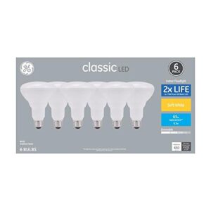 ge classic 65 w equivalent dimmable soft white r30 led light bulbs, 6-pack