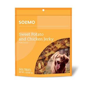 amazon brand - solimo sweet potato & chicken jerky dog treats, 2 pounds