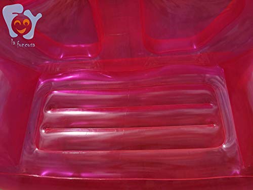 La funcosa Inflatable Clear Pink Double Person Sofa Blow UP Chairs Portable Camping Yard Couchs Inflatable Patio Furniture