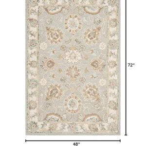 SAFAVIEH Blossom Collection 4' x 6' Aqua / Ivory BLM702M Handmade Premium Wool Area Rug