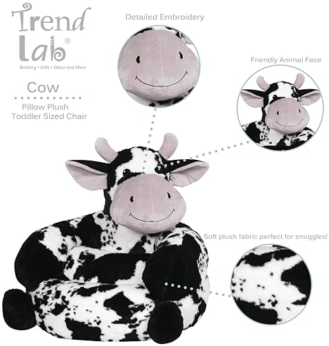 Trend Lab Cow Toddler Chair - Plush Cow Kids Chair, Comfy Pillow Chair for Toddlers 1-3 Years Old, 21x19x19 Inches - Baby Chair, Soft Toddler Lounge Chair, Ideal Kids Bean Bag Chair Alternative