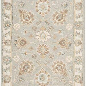 SAFAVIEH Blossom Collection 4' x 6' Aqua / Ivory BLM702M Handmade Premium Wool Area Rug