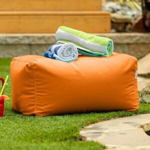 Jaxx Leon Outdoor Bean Bag Ottoman Bench, Premium Sunbrella, Tangerine