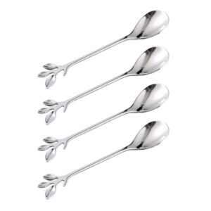 turbokey demitasse espresso spoons, 4.7 inches stainless steel mini coffee spoons set of 4，small spoons for dessert,tea,appetizer,party supplies (4 spoons-silver)