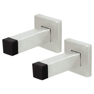 nuk3y modern square wall door stop or coat hook, 2 pack (stainless steel)