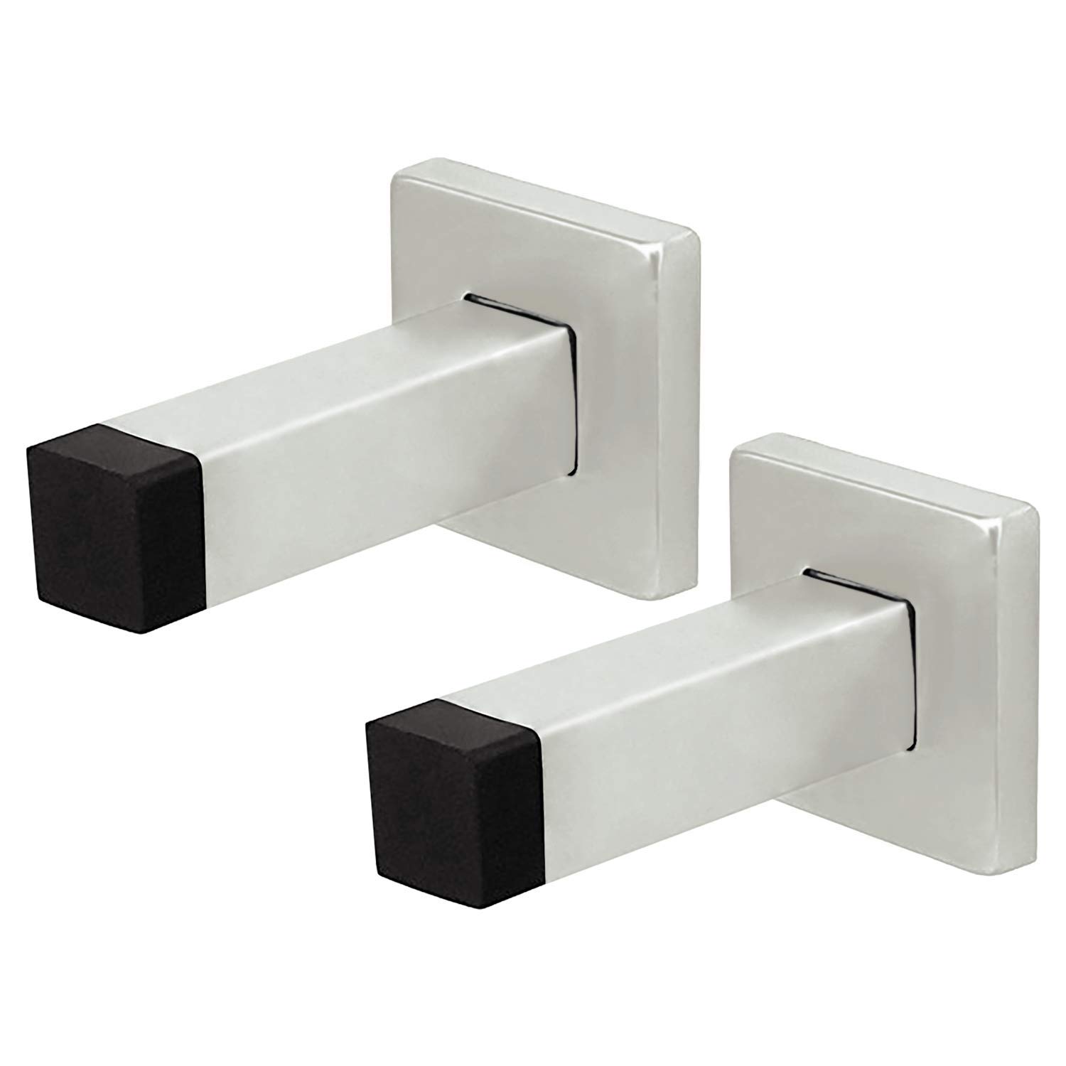 Nuk3y Modern Square Wall Door Stop or Coat Hook, 2 Pack (Stainless Steel)