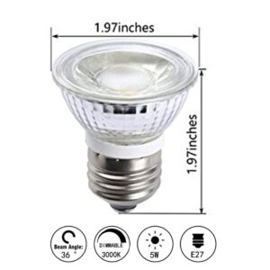 CTKcom 5W PAR16/HR16 LED Spotlight Bulb(4 Pack)- E26/E27 Base COB Flood Light Bulb 36 Degree 450LM 3000K Warm White 50W Halogen Bulb Equivalent LED Bulbs 110V~130V