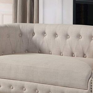 Rosevera C23 Edmeston Chesterfield Loveseat, Beige