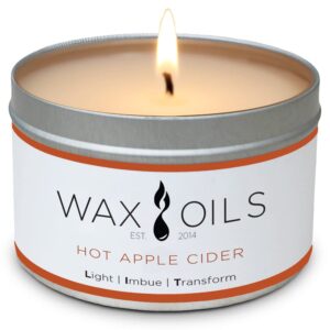 wax and oils soy wax aromatherapy scented candles (hot apple cider) 8 ounces. single