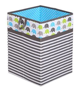 bacati collapsible storage hamper, elephants, aqua/lime/grey, one size