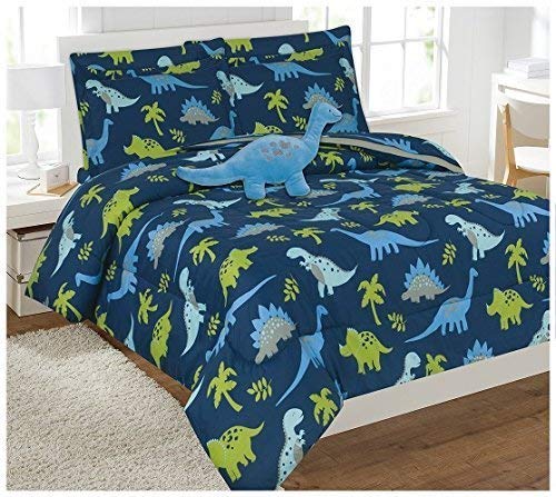 Linen Plus Comforter Set for Boys Dinosaur Dark Blue Green Grey New (Twin)