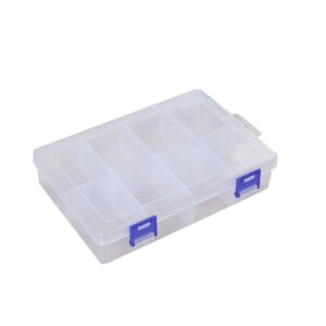 vorcool transparent plastic storage box portable clear medicine organizer holder with adjustable dividers for jewelry beads earring container tool fishing hooks(8 grids)