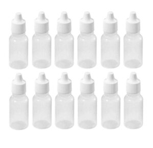 ericotry 12 pcs 30ml 1oz empty refillable ldpe plastic squeezable eye dropper bottles portable eye liquid dropper container with screw caps and plugs essential oil container