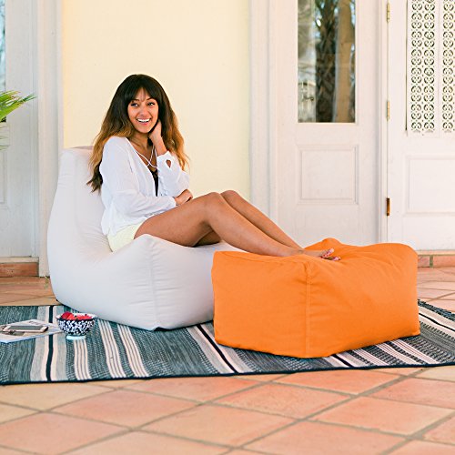 Jaxx Leon Outdoor Bean Bag Ottoman Bench, Premium Sunbrella, Tangerine