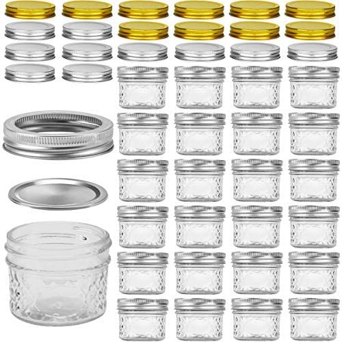 VERONES Mini Mason Jars, Mason Jars 4 oz With Regular Lids, Ideal for Jam, Honey, Wedding Favors, Shower Favors, DIY Spice Jars, 25 PACK, Extra 20 Lids