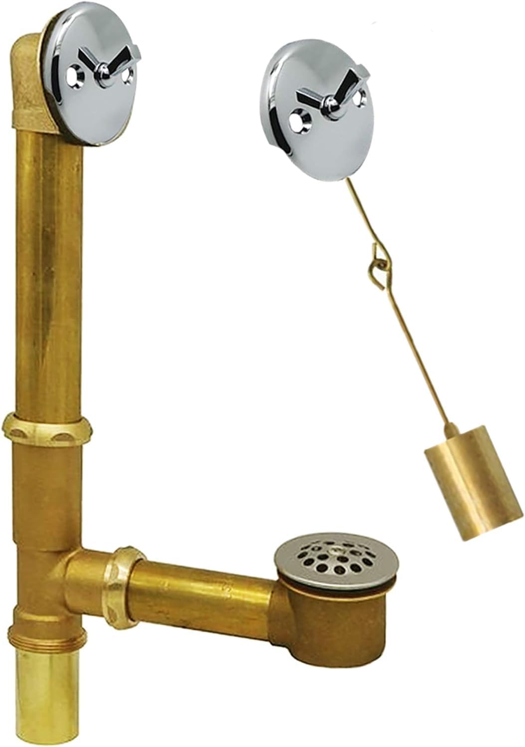 Fine Fixtures Bathtub Shower Drain - 20 Gauge Brass Tubing, Trip Lever Overflow Assembly Tub Drain Kit