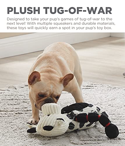 Outward Hound Thunda Tugga Cow Plush & Squeaky Dog Tug Toy