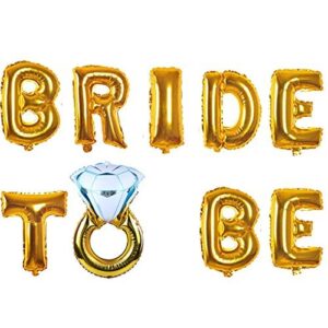 annodeel 16inch diamond gold letter balloons, bride to be letter foil balloons for wedding party bride decorations supplies