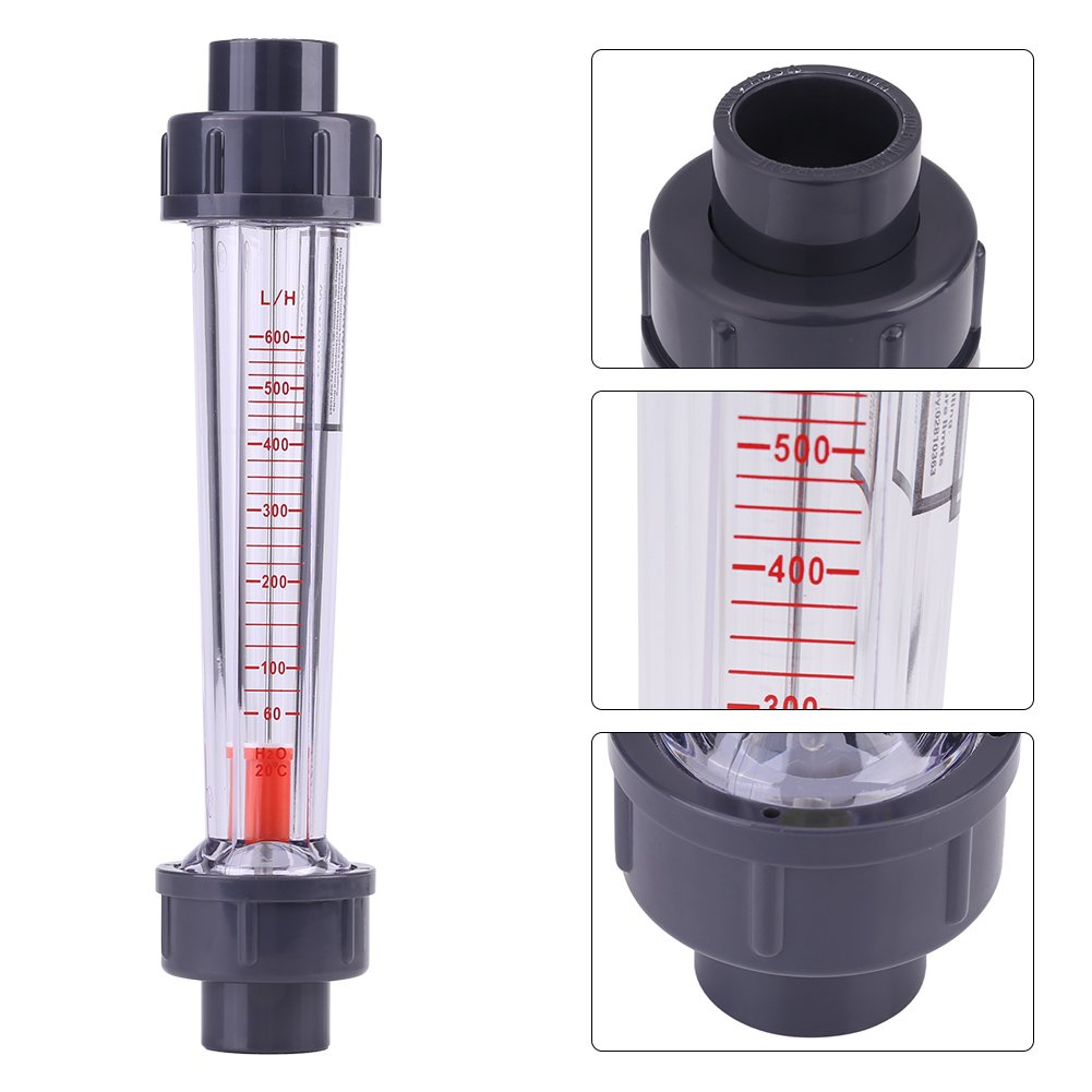 60-600L/H Rotameter Plastic Tube Liquid Water Meter DN15 Flowmeter LZS-15D