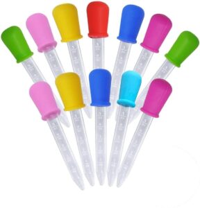 bellarmor 5ml liquid dropper medicine silicone clear plastic eye dropper no bpa silicone and plastic pipettes for kids, 12 pack