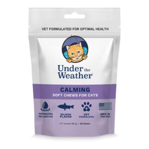 under the weather pet natural calming chews for cats | promotes calmness and relaxation during stressful situations | 60 star shaped soft chews