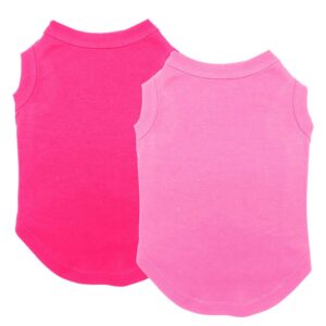 dog shirts clothes, chol&vivi dog clothes t shirt vest soft and thin, 2pcs blank shirts clothes fit for extra small medium large extra large size dog puppy, large size, pink and rose red