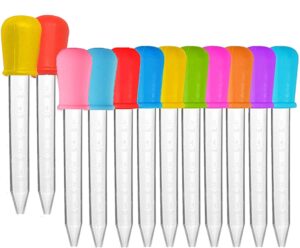 gorse 12 pack liquid droppers for kids silicone and plastic pipettes with bulb tip 5 ml eye dropper for candy molds