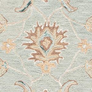 SAFAVIEH Blossom Collection 4' x 6' Aqua / Ivory BLM702M Handmade Premium Wool Area Rug