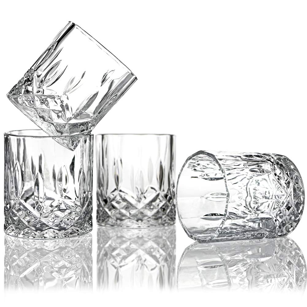 ELIDOMC 11Oz Old Fashioned Glasses With Luxury Giftbox, Unique Lead Free Cocktail Glass, Crystal Clear Whiskey Glasses for Men (Set of 4)