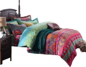 lelva ethnic exotic bedding set bohemian quilt cover sets boho duvet cover sets with fitted sheets 4 piece cotton california king size