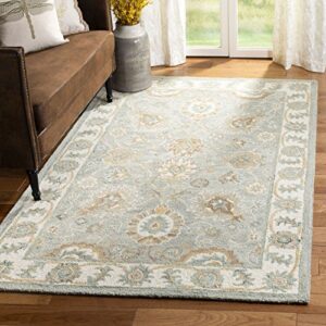 safavieh blossom collection 4' x 6' aqua / ivory blm702m handmade premium wool area rug