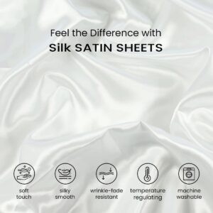 Vuvet Bedding 100% Pure Silk Satin Sheet Set 7pcs, Silk Fitted Sheet 15'' Deep Pocket,Silk Flat Sheet,Silk Duvet Cover & Pillowcases Set !!! King, Aqua Blue