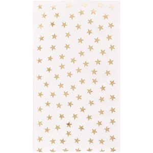 Juvale 50 Pack Gold Star Party Napkins - Disposable White and Gold Dinner Napkins for Birthday, Graduation (3-Ply, 4x8 In)