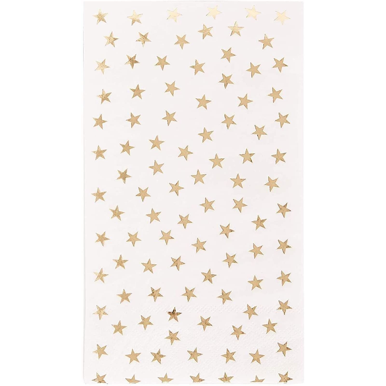 Juvale 50 Pack Gold Star Party Napkins - Disposable White and Gold Dinner Napkins for Birthday, Graduation (3-Ply, 4x8 In)