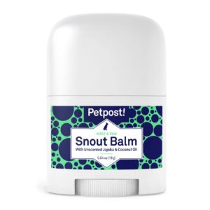 petpost | snout balm for dogs - nourishing snout soother balm heals dry dog noses with moisturizing ingredients - organic coconut oil, jojoba oil, and shea butter 0.64 oz.