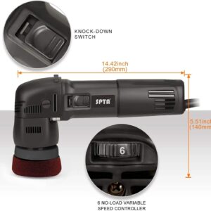 Mini Polisher, Mini Buffer, Small Buffer Polisher, SPTA Mini Oribtal Polisher 3 Inch 10mm/780W Variable Speed Orbit Dual Action Polisher With Polishing Pads+Sanding Discs+Pad Conditioning Brush