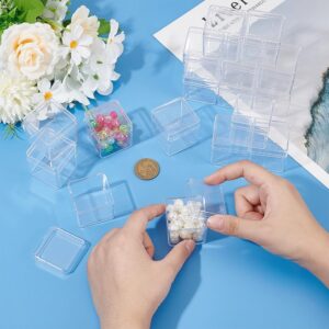 BENECREAT 18 Pack Square High Transparency Plastic Bead Storage Containers Box Case for beauty supplies,Tiny Bead,Jewerlry Findings, and Other Small Items - 1.57x1.57x1.57 Inches