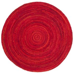 safavieh braided collection area rug - 5' round, red, handmade country farmhouse reversible cotton, ideal for high traffic areas in living room, bedroom (brd452q)