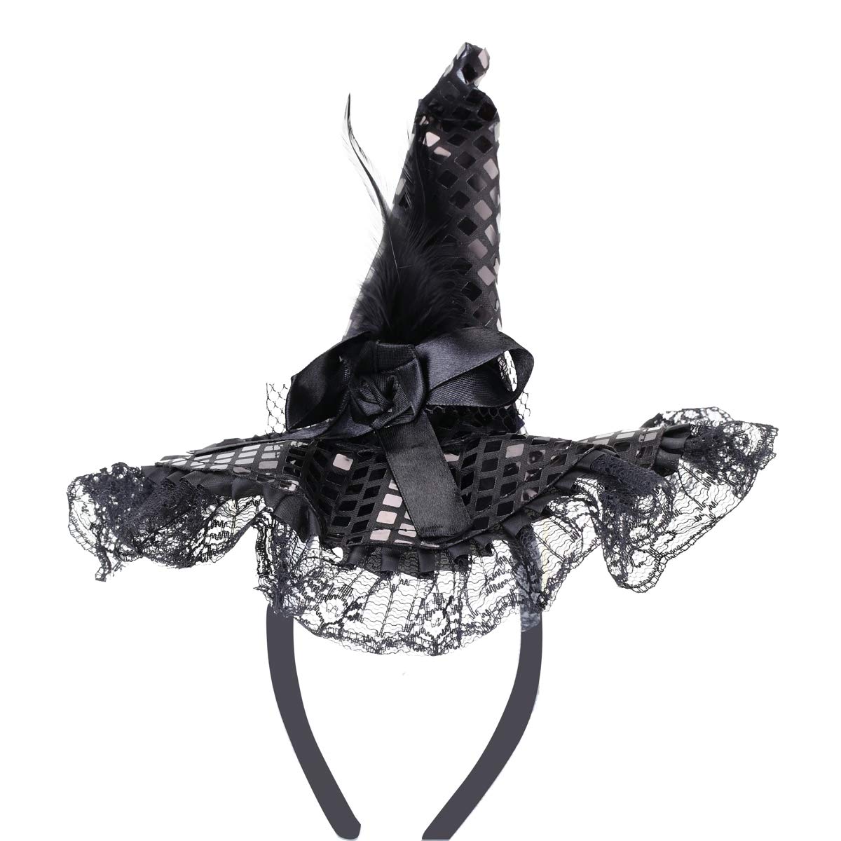 BinaryABC Halloween Witch Hat Headband for Halloween Costume Dress up Party Supplies (Black)