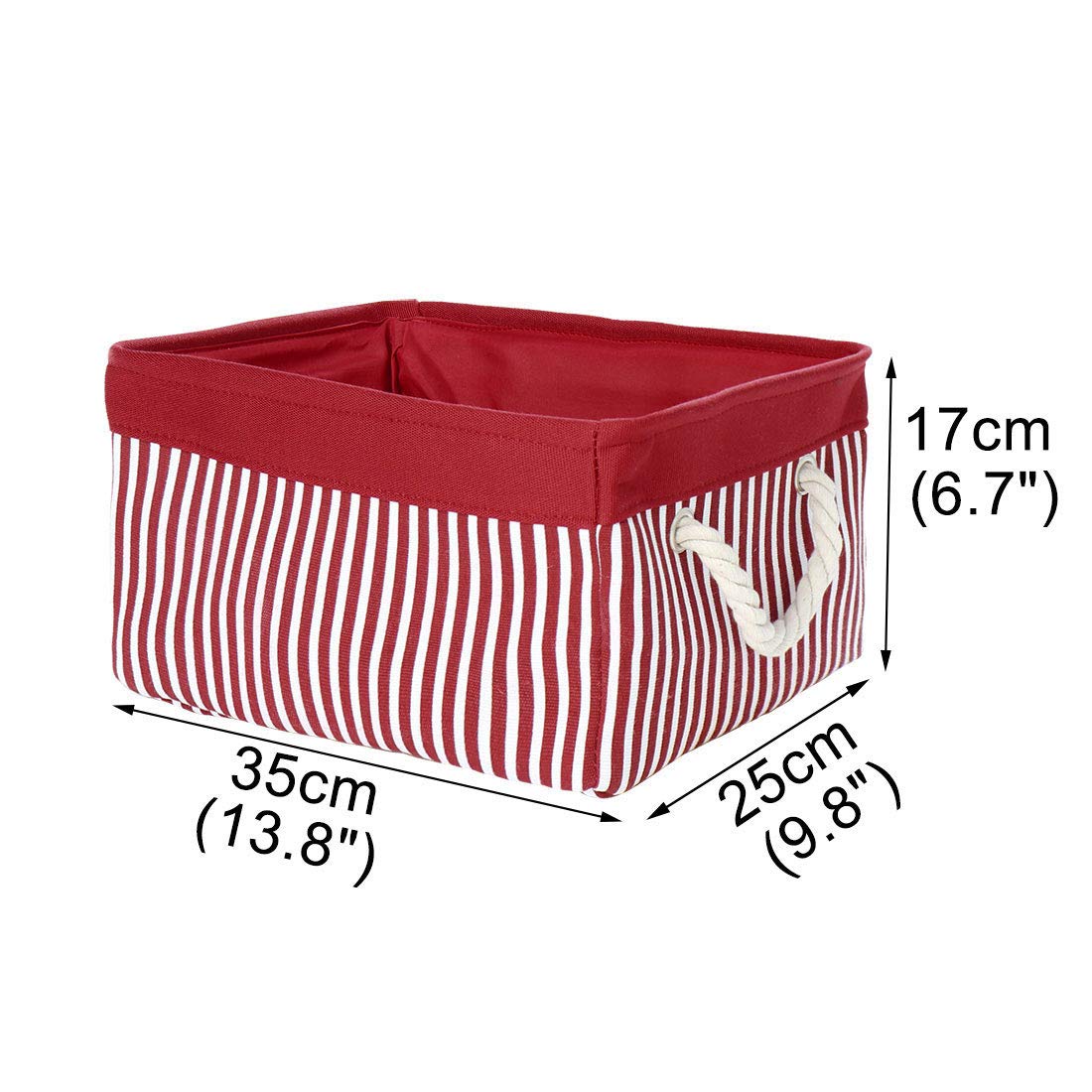 uxcell Storage Basket Bin, Collapsible Laundry Basket with Rope Handles,Decorative Fabric Basket for Shelves Office Closet Organizer, Red (Small - 13.8"x9.8"x6.7")