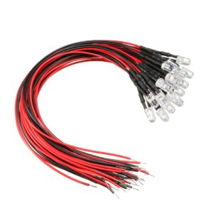 uxcell 20pcs 5mm pre wired led, 7 colors change slow flashing dc3-6v clear lens, light emitting diodes