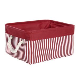 uxcell storage basket bin, collapsible laundry basket with rope handles,decorative fabric basket for shelves office closet organizer, red (small - 13.8"x9.8"x6.7")