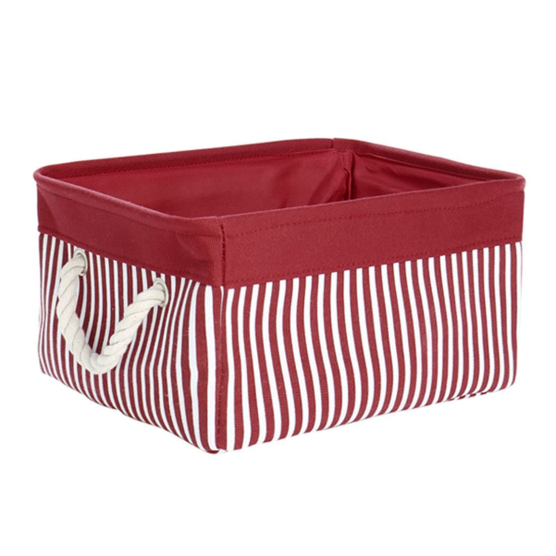 uxcell Storage Basket Bin, Collapsible Laundry Basket with Rope Handles,Decorative Fabric Basket for Shelves Office Closet Organizer, Red (Small - 13.8"x9.8"x6.7")