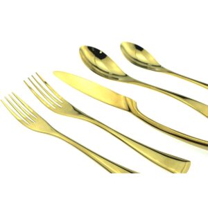 JASHII Luxury Mirror Polishing Gold Flatware Set - 20 Piece Silverware Sets 18/10 Stainless Steel Utensils Service For 4, Dinner Knife Fork w/DINNER DESSERT Spoon