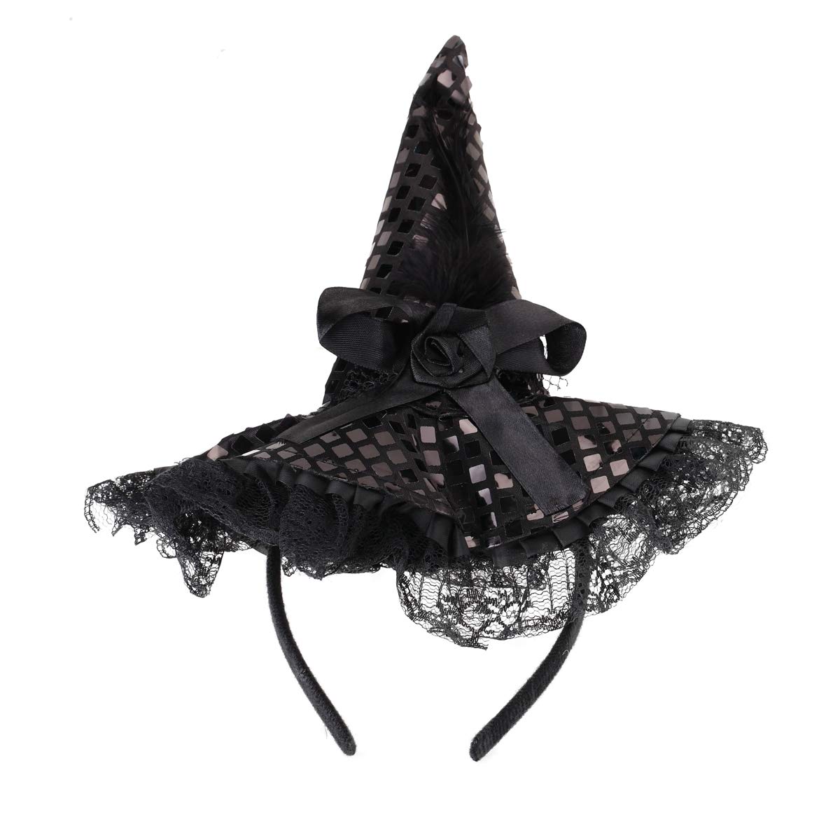 BinaryABC Halloween Witch Hat Headband for Halloween Costume Dress up Party Supplies (Black)