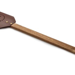 Outset 76616 Acacia Wood and Leather Amish-Style Fly Swatter, 17.5", Brown