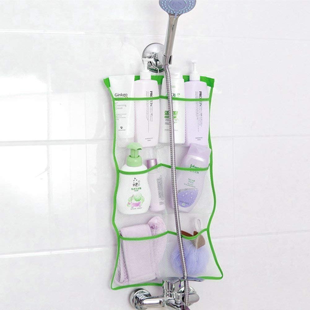 Phying FishMM Mesh Bath Organizers for Shower with Hook, Quick Dry Hanging Shower Caddy College, Bath Storage with 6 Pockets for College Dorm Rooms, Bathroom