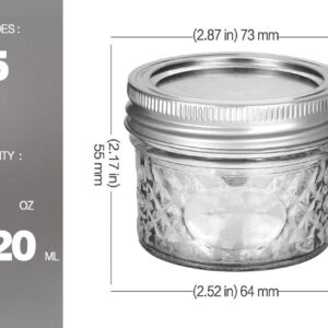 VERONES Mini Mason Jars, Mason Jars 4 oz With Regular Lids, Ideal for Jam, Honey, Wedding Favors, Shower Favors, DIY Spice Jars, 25 PACK, Extra 20 Lids